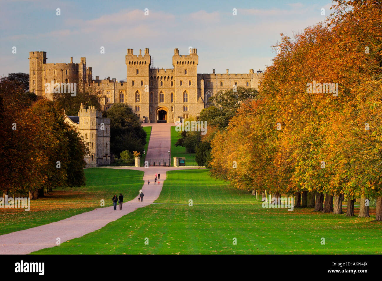 Autumn colours at The Long Walk leading towards Windsor Castle in the ...
