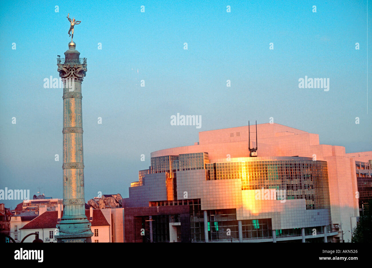 Paris France, Bastille Opera Theatre, Front ,With "Column du Juillet ...