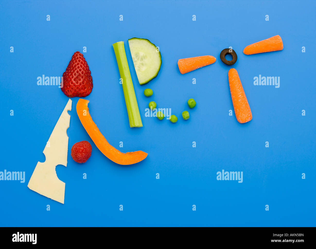 Overhead view of food slices Stock Photo - Alamy