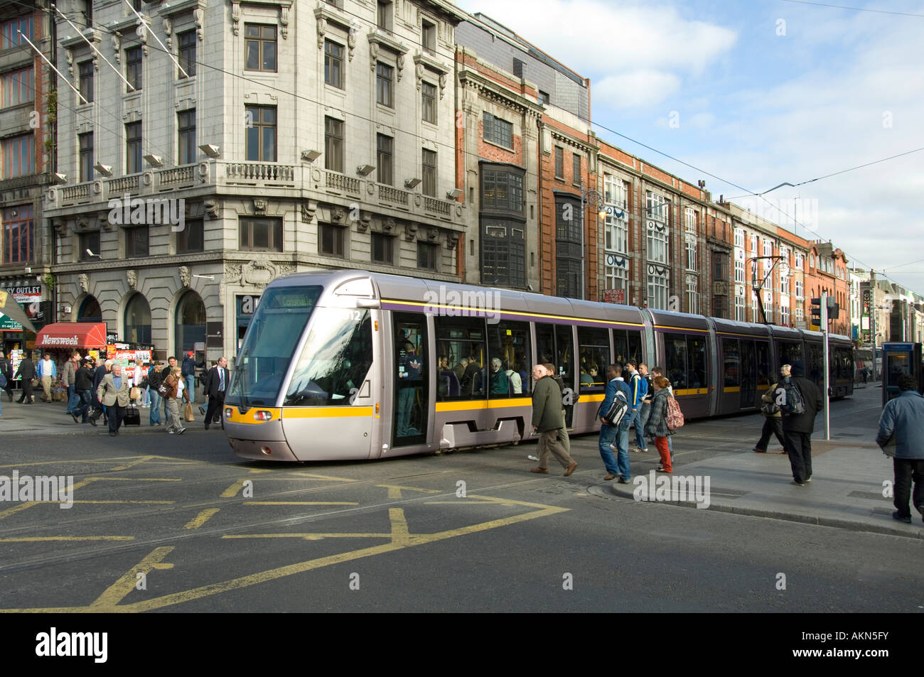 A Luas tram light rail system on a Dublin street Dublin Ireland Stock ...