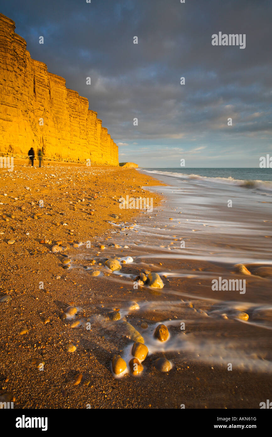 Golden sandstone cliffs at West Bay on the Jurassic Coast, Dorset Stock ...