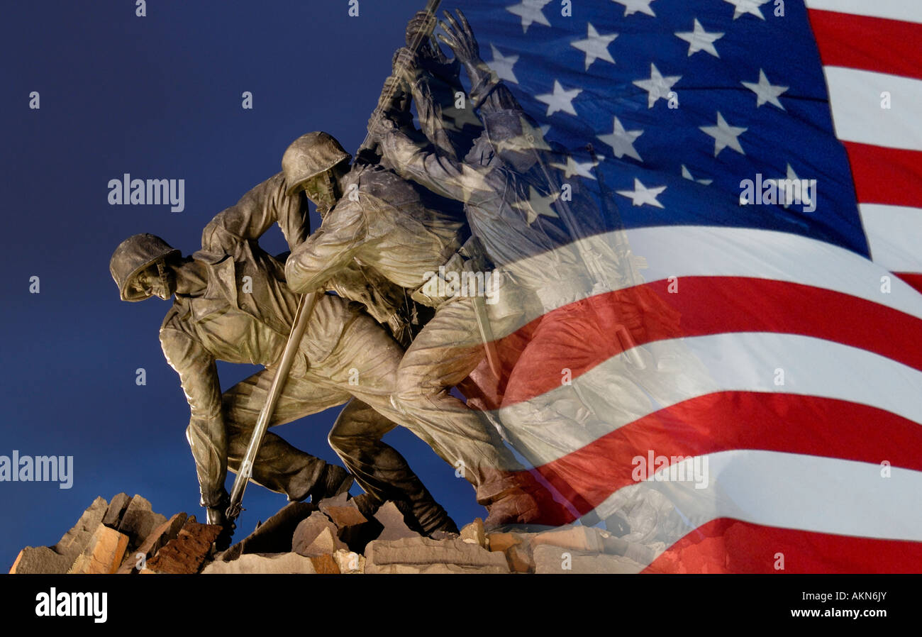 Iwo Jima / US Marine Corps War Memorial and the Stars and Stripes ...