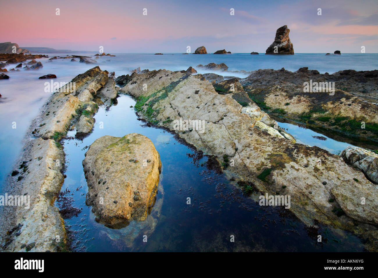 Rocky ledges of Mupe Rocks on the Jurassic Coast of Dorset Stock Photo ...