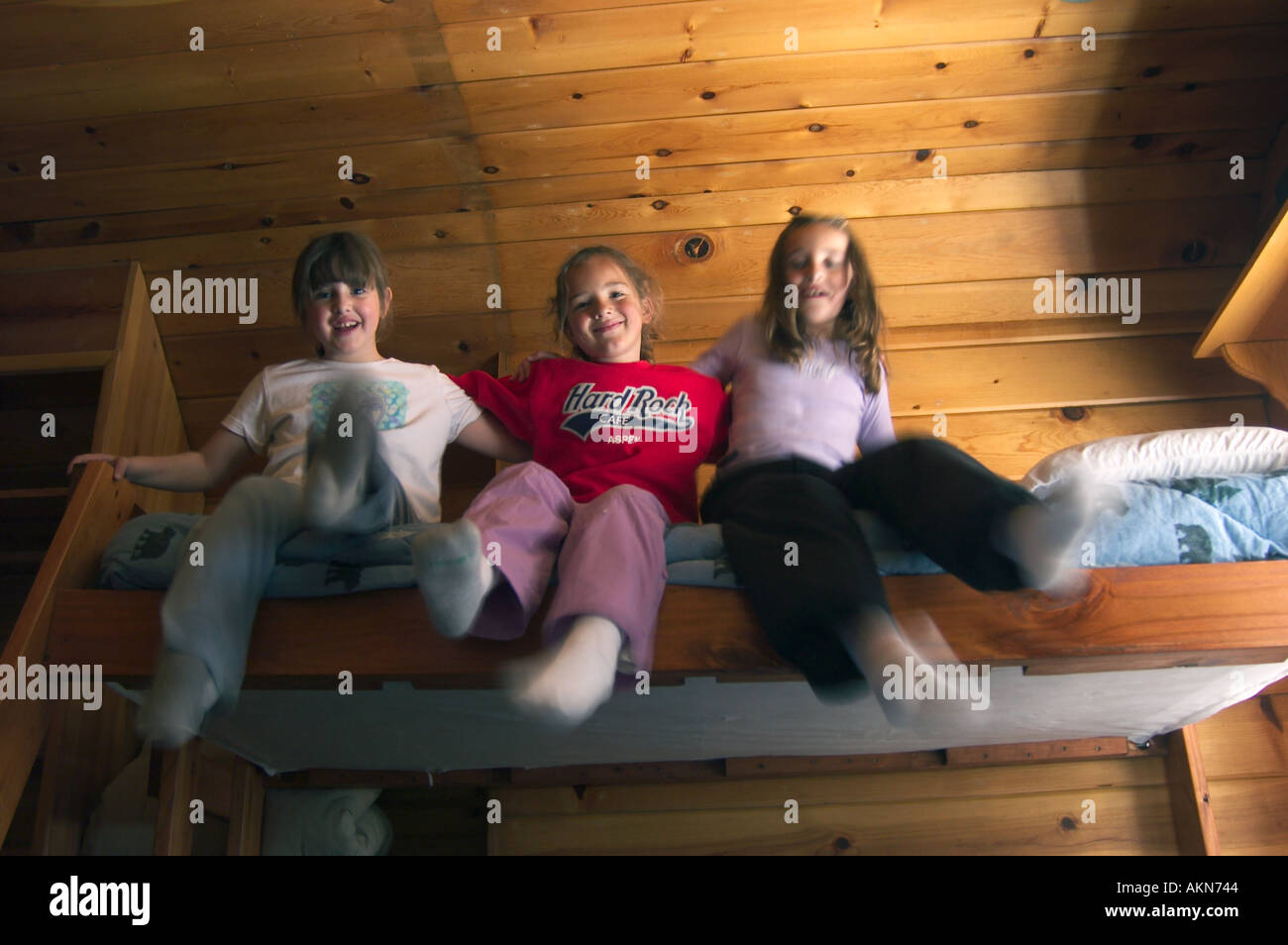 girls in cabin bunk bed Stock Photo - Alamy