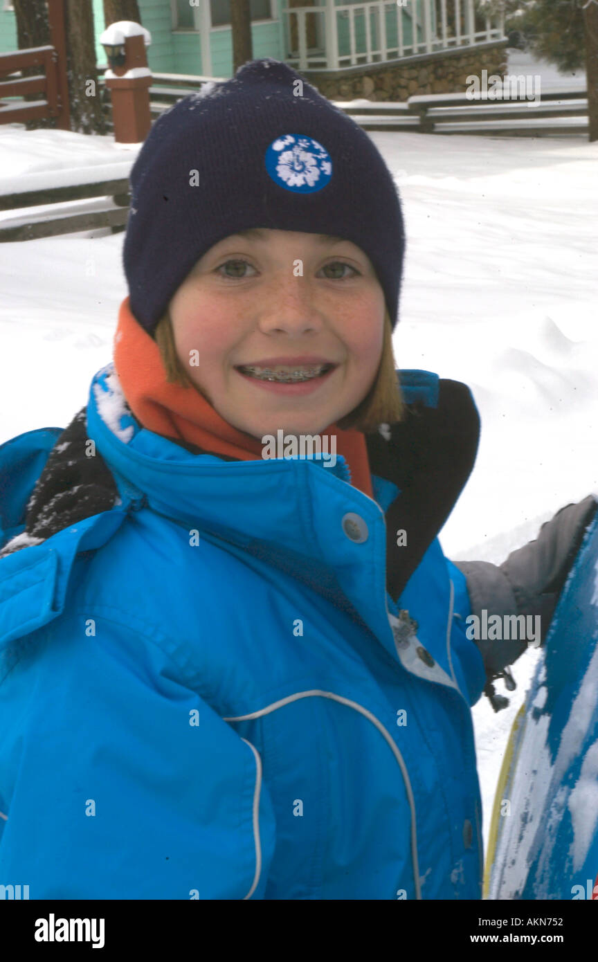 snow girl with wool cap Stock Photo - Alamy