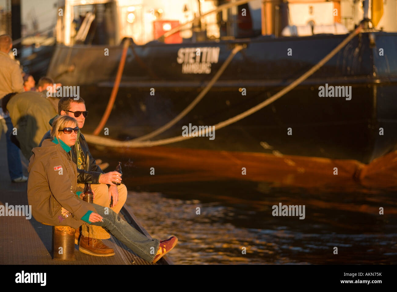 Museumshafen velg nne near the steam icebreaker Stettin Hamburg Germany ...