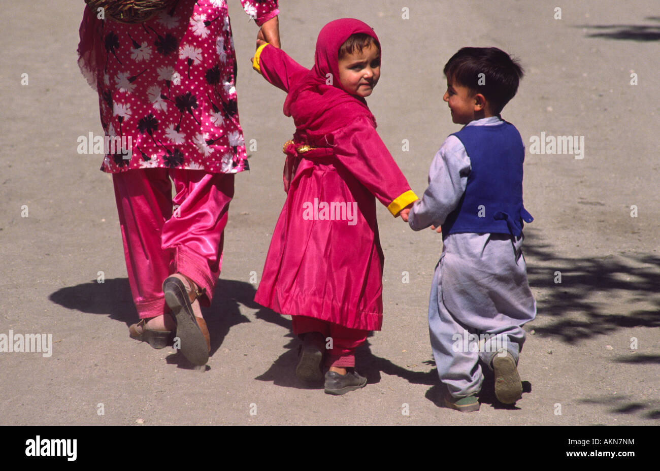 Children wearing typical Hunza dress. Karimabad, Hunza Valley, Pakistan ...