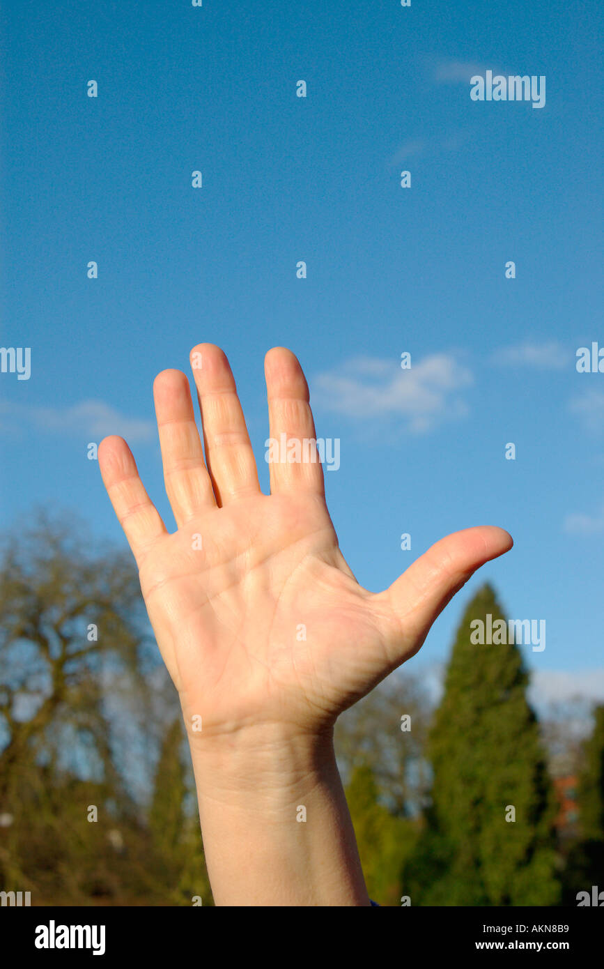 Hand STOP sign or signal Stock Photo - Alamy