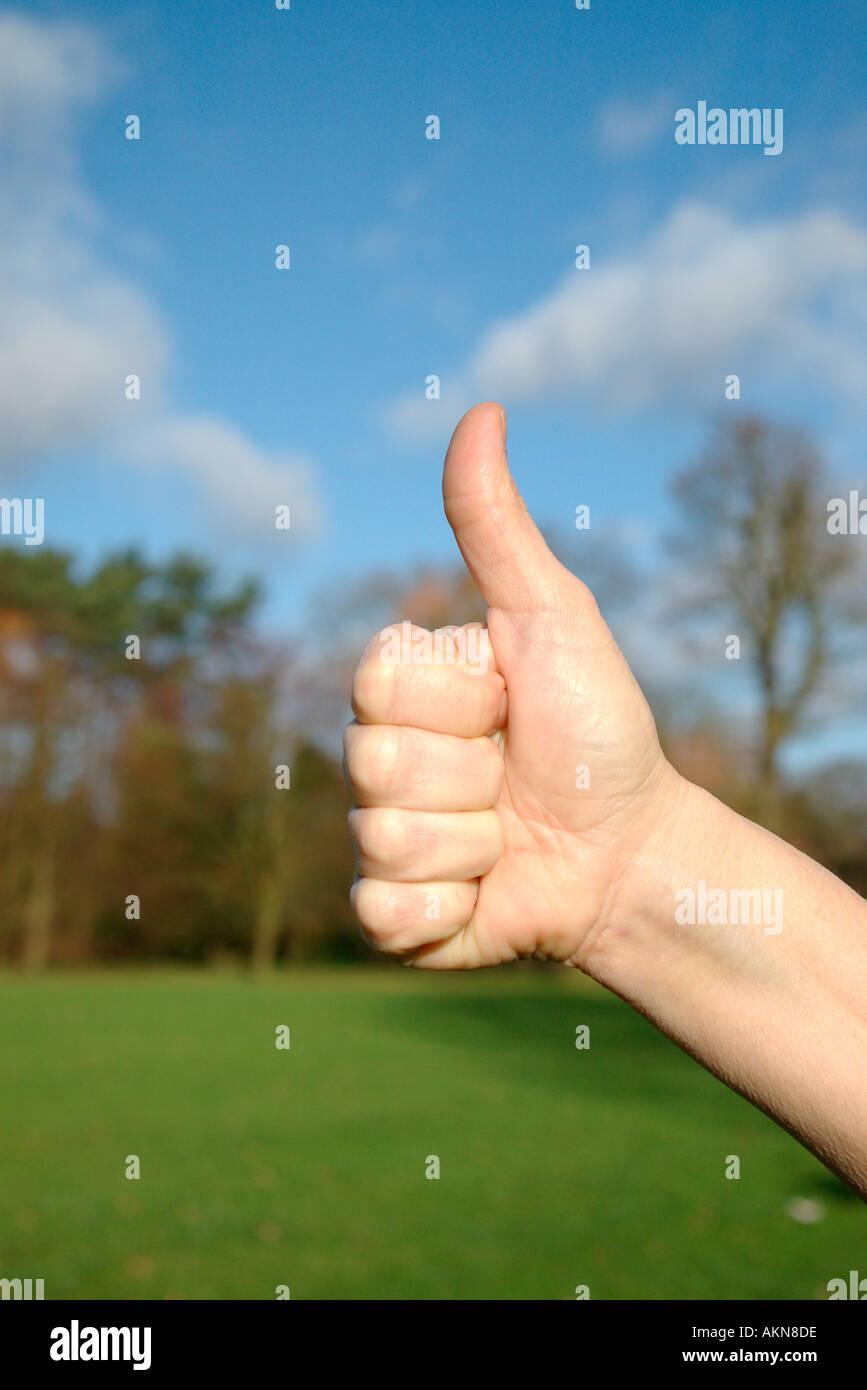 Hand Thumbs Up sign OK Stock Photo - Alamy