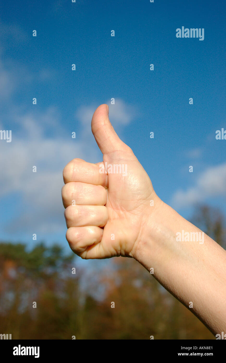 Hand Thumbs Up OK sign Stock Photo - Alamy