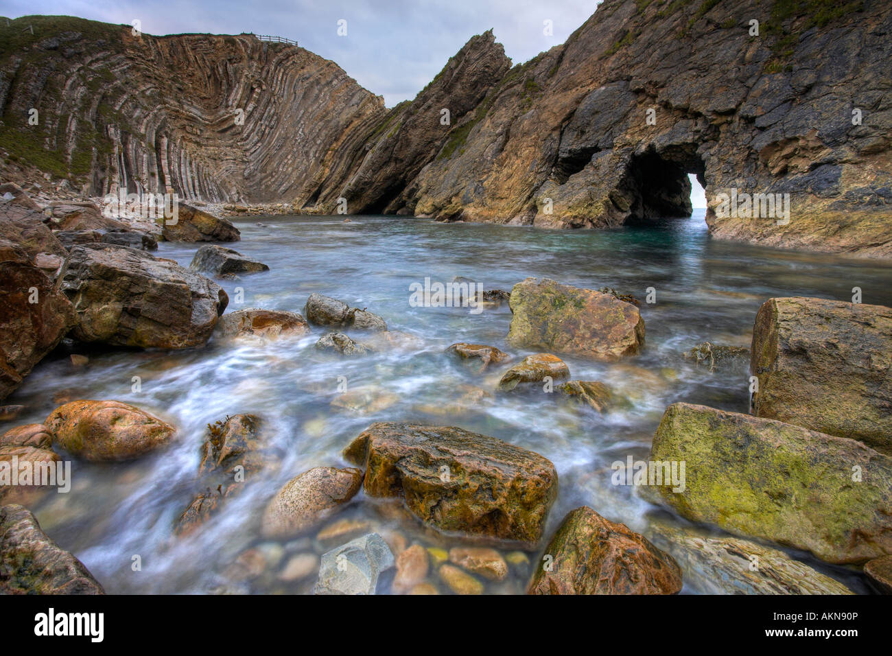 Incredible geology at Stair Hole near to Lulworth Cove, Dorset Stock ...