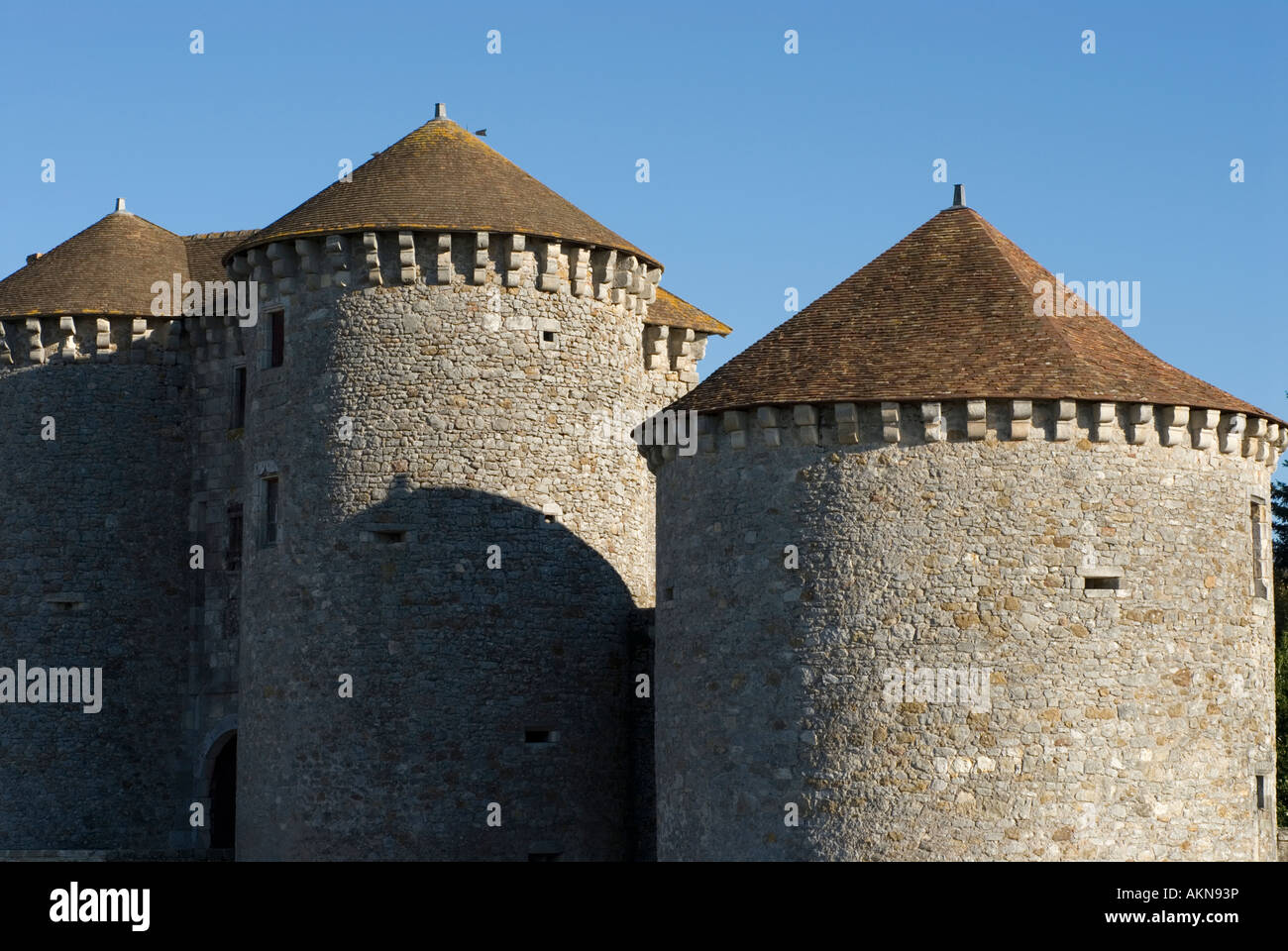 Stock Photo of three turrets of a French Chateau Stock Photo - Alamy
