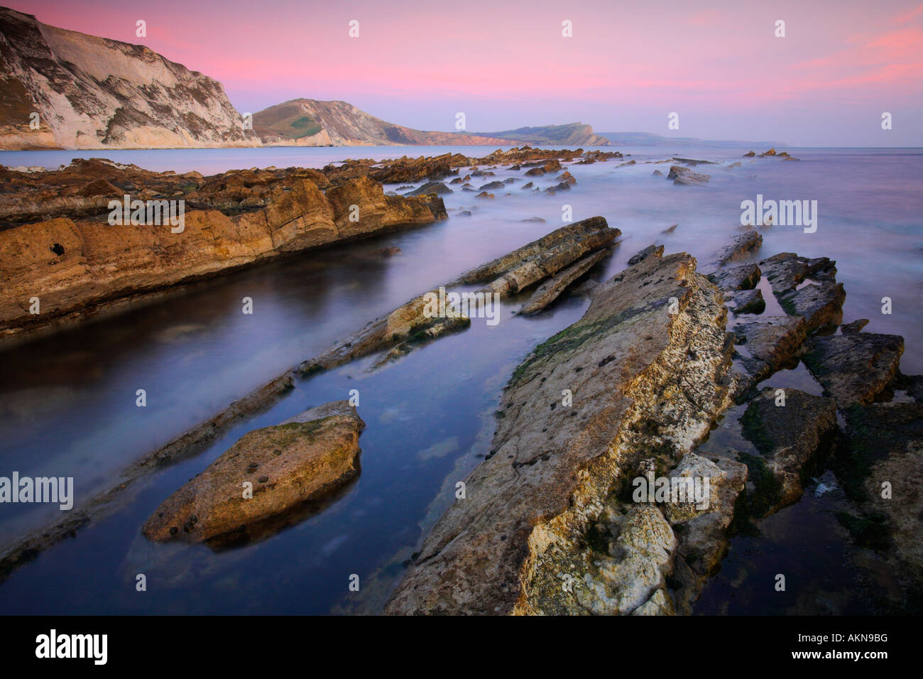 Rocky ledges of Mupe Rocks on the Jurassic Coast of Dorset Stock Photo ...