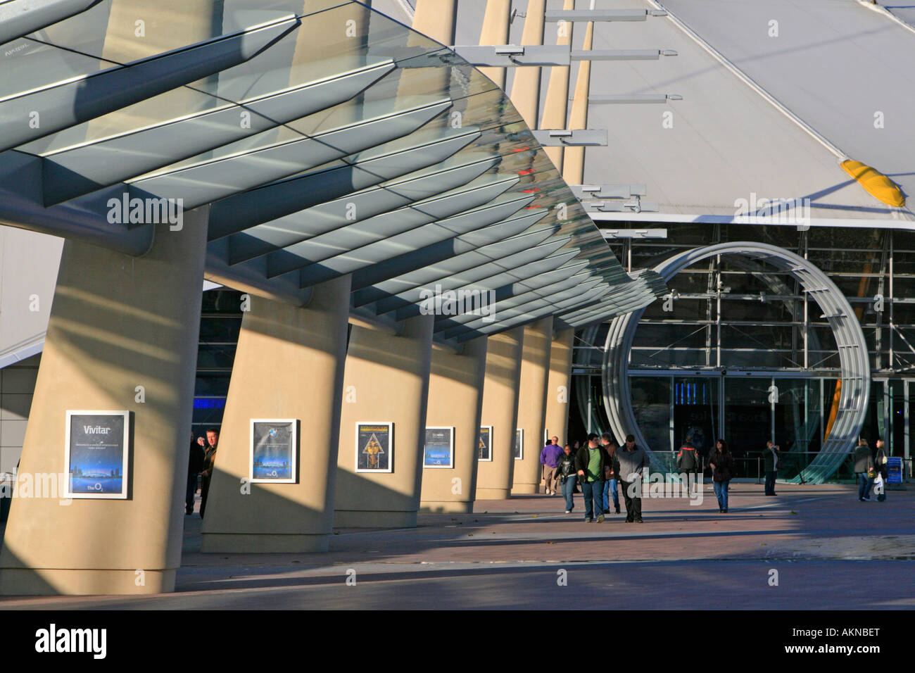 entrance to O2 arena music entertainment venue millenium dome by river ...