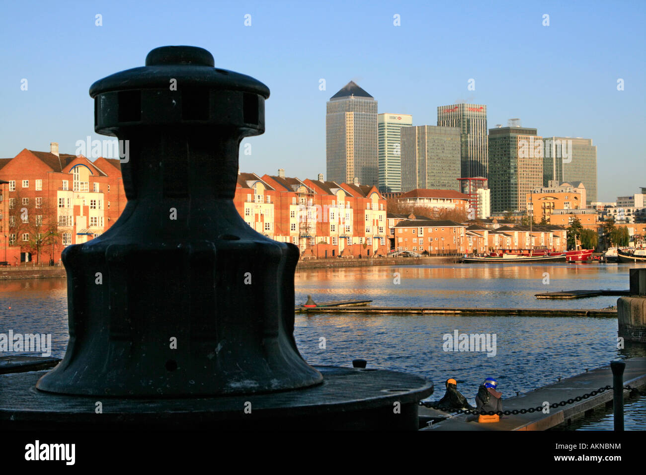 dockside capstan mooring point canary wharf hi-rise buildings from ...