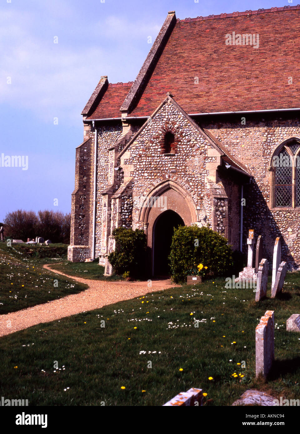 Porch and remains of tower of Mundesley church Norfolk England Stock ...