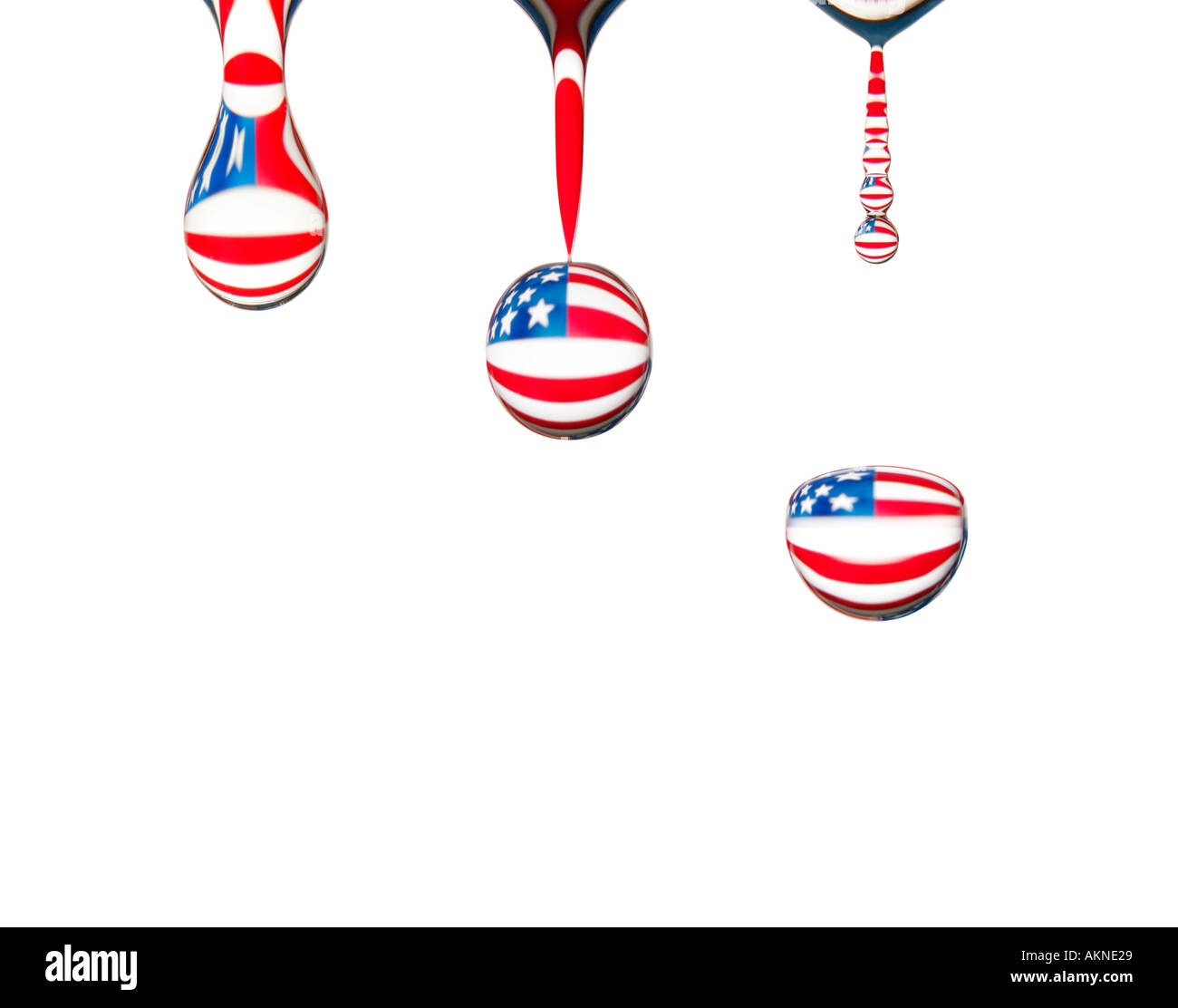 water in colours of the us flag falling Stock Photo - Alamy