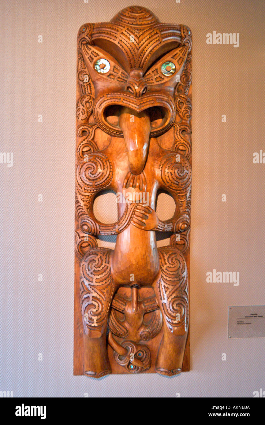 An Ancestral Wall Panel (a Poupou), Maori Arts and Crafts Institute ...