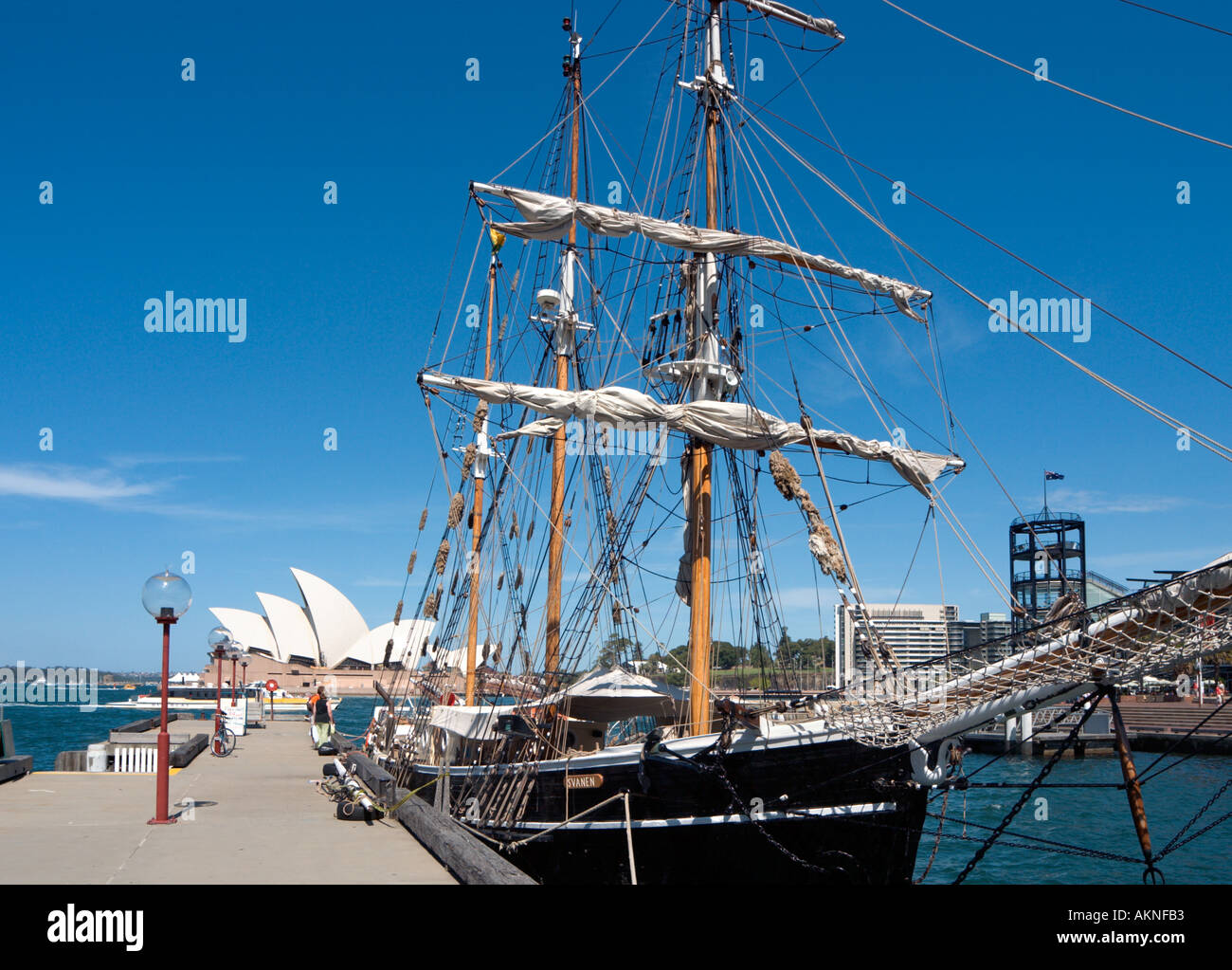 The three masted barquentine ‘Our Svanen’ now (Southern Swan) in front ...