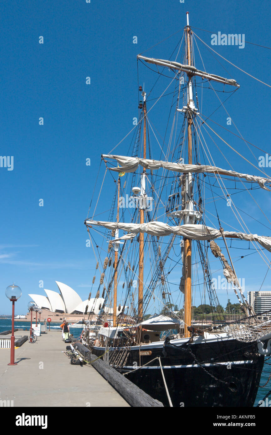 The three masted barquentine ‘Our Svanen’ now (Southern Swan) in front ...