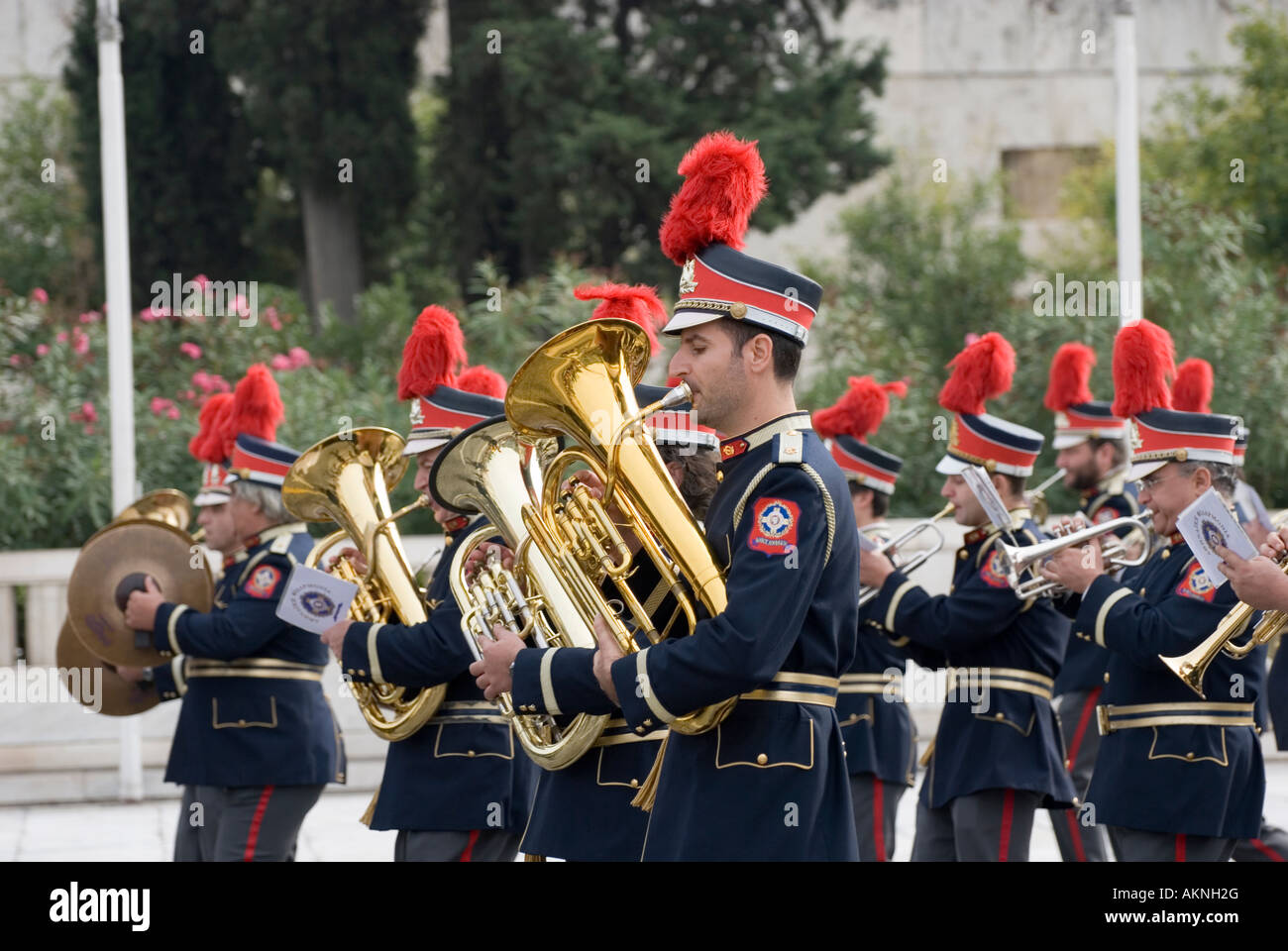 Greek marching band in the 2007 Ochi Day parade outside the Greece ...