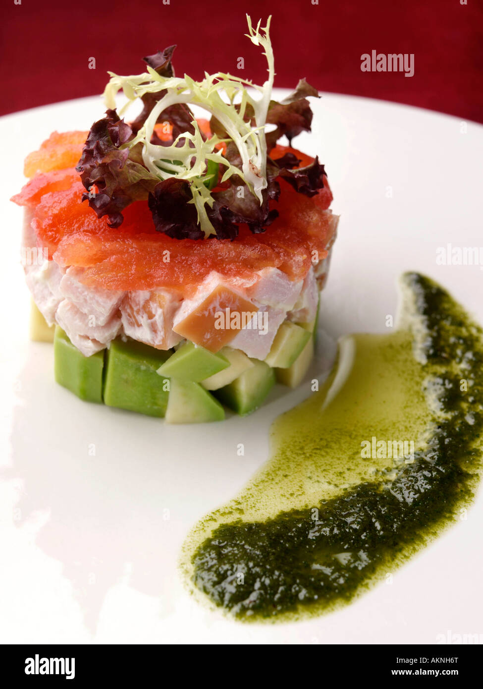 Chicken avocado timbale tower hi-res stock photography and images - Alamy
