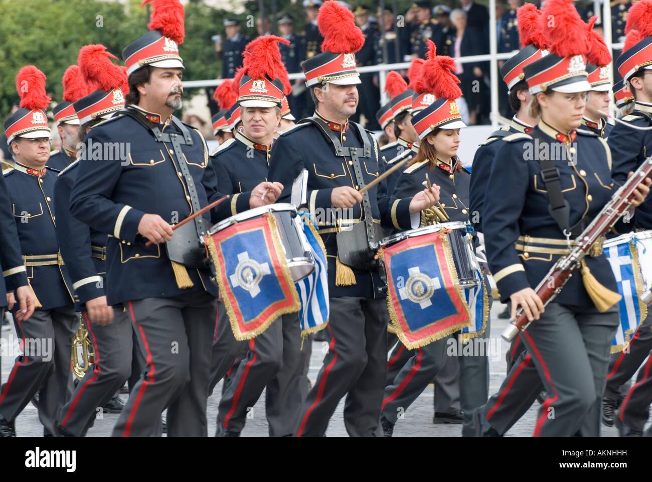 Drummers of Greek marching band in the 2007 Ochi Day parade outside the ...