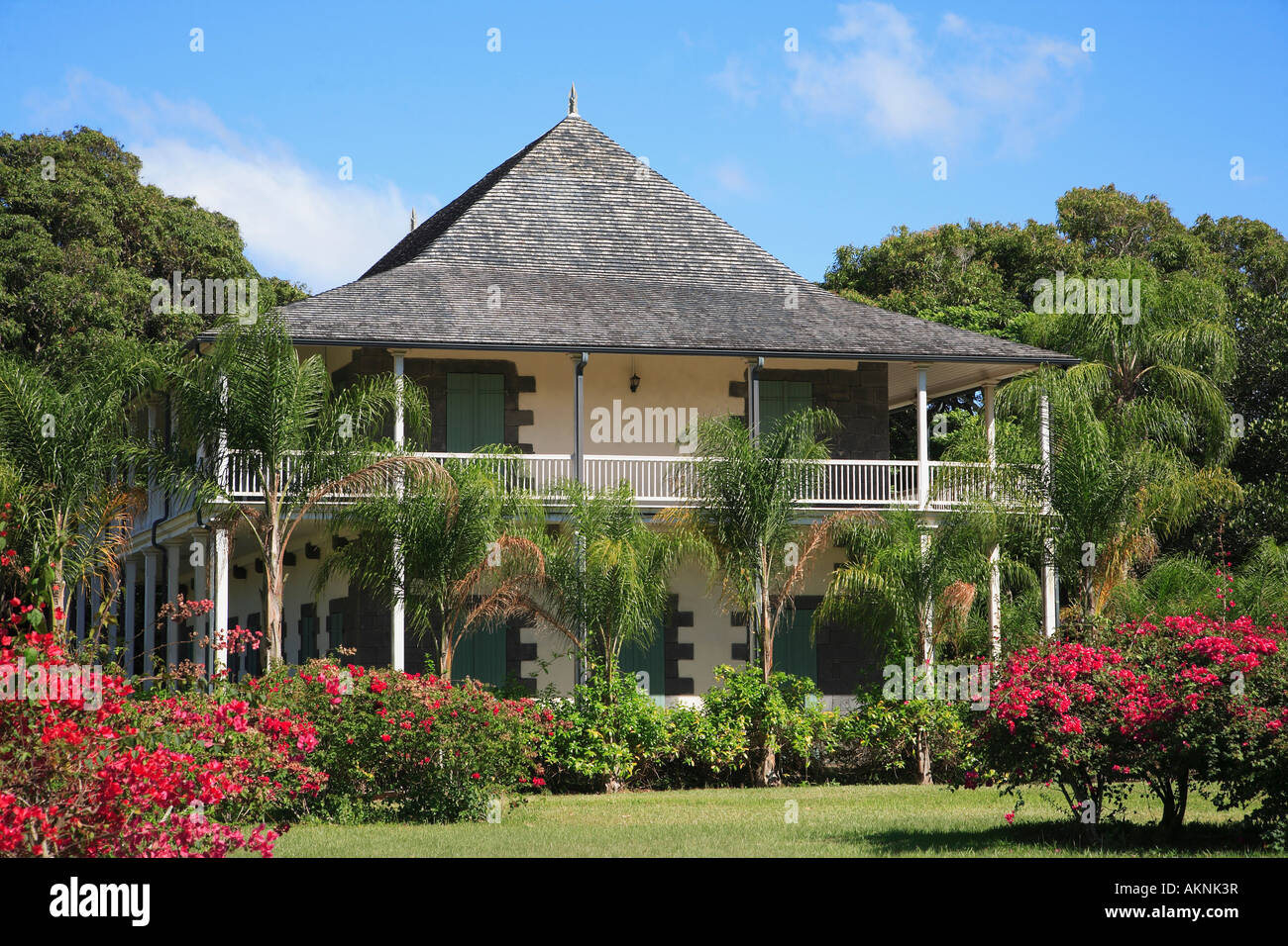 Mauritius Pamplemousses Botanical Gardens pavilion Stock Photo - Alamy