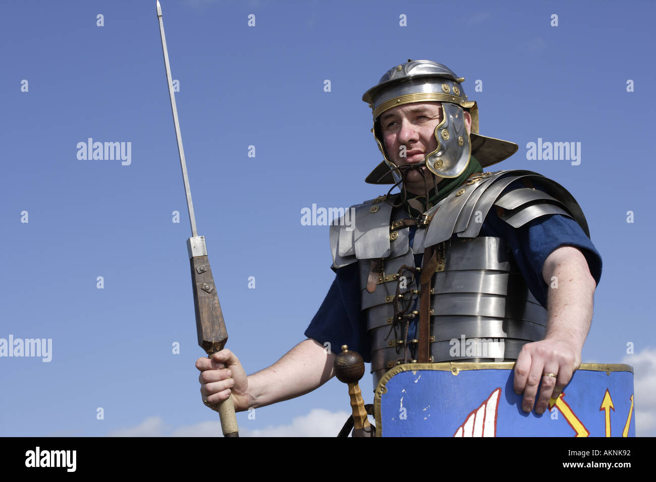 Corbridge Hadrian Wall Roman soldier with scutum shield javelin Stock ...