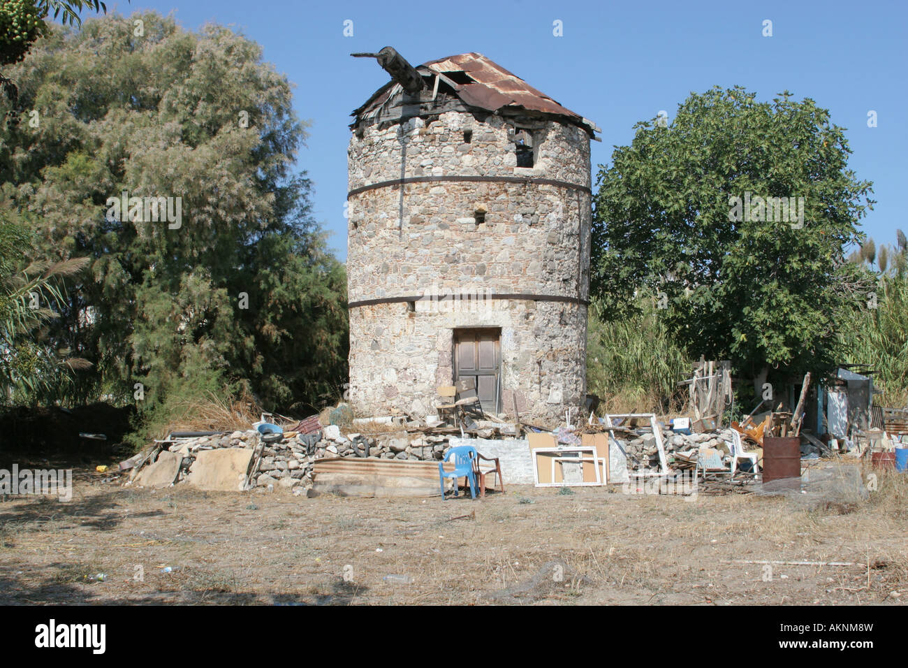 Old Greek Windmill Kos Greece Stock Photo - Alamy