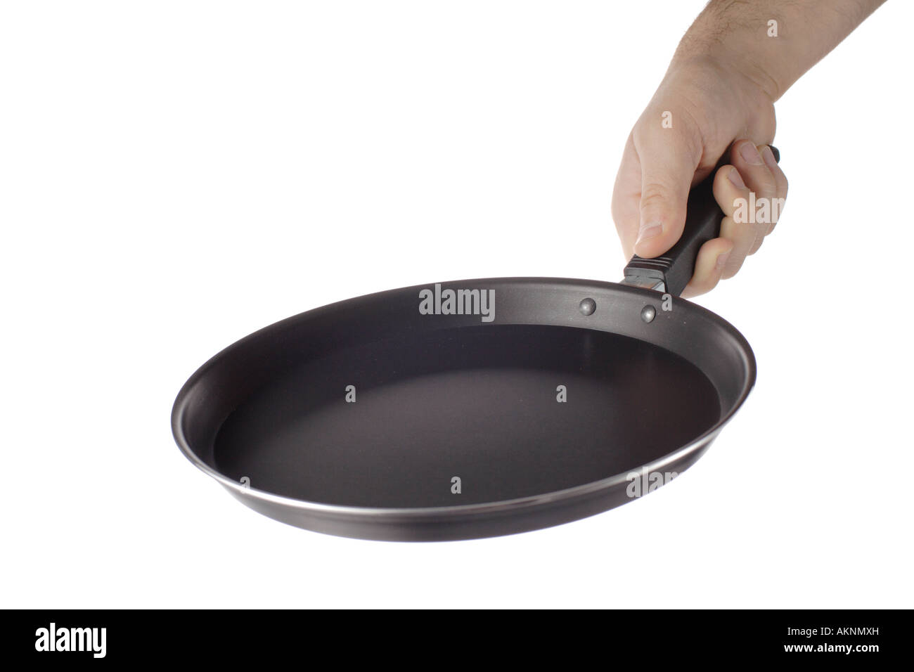 Hand holding a frying pan Stock Photo - Alamy