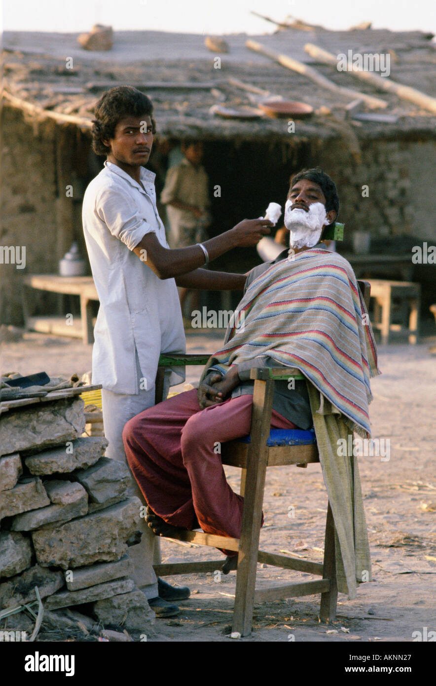 Street Barber Delhi India Stock Photo - Alamy
