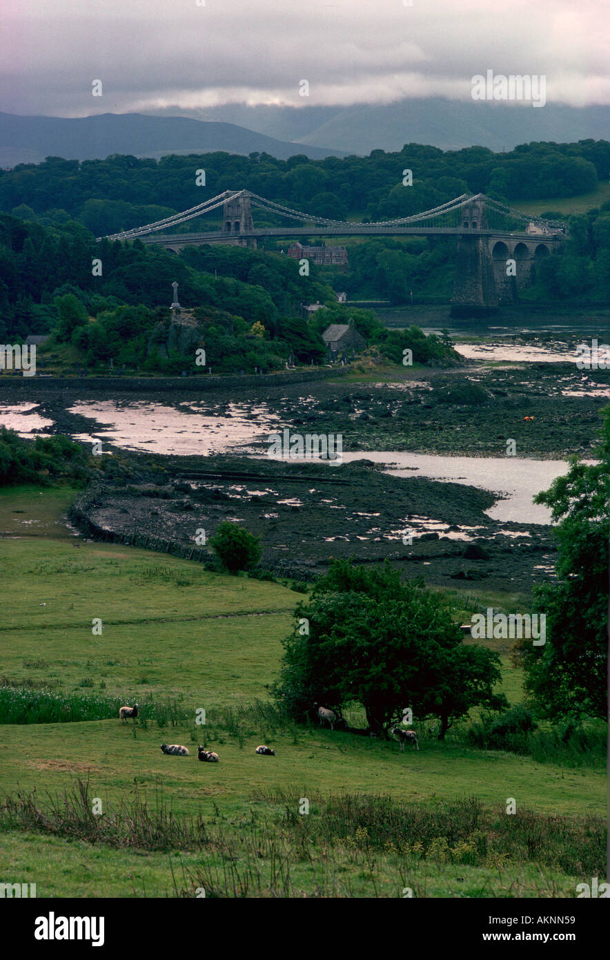Menai Bridge and Menai Straits in Anglesey Wales United Kingdom Stock ...