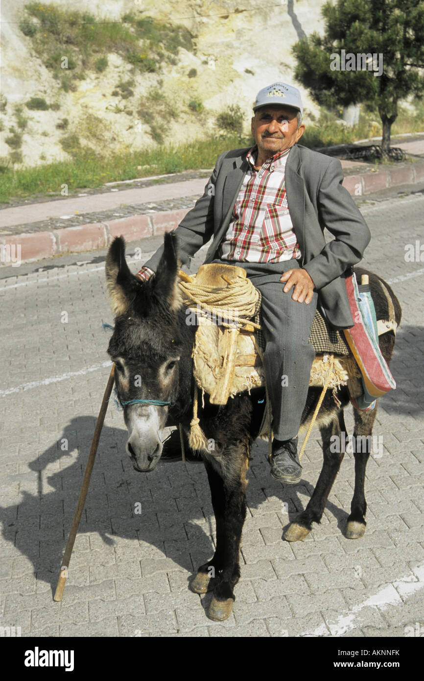 Turkey Cappadocia old man on a donkey Stock Photo - Alamy
