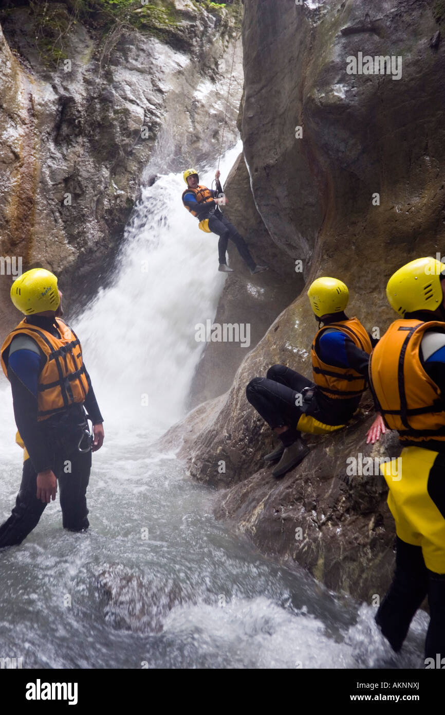 Group canyoning through Saxeten gorge Saxeten Bernese Oberland ...