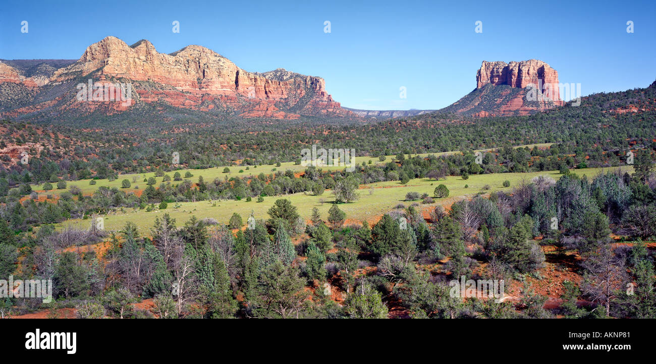 Green grass meadows are an unusual site in the desert red rock country ...