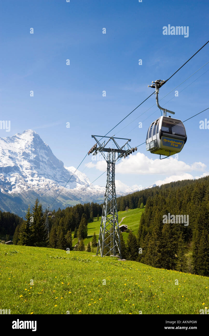 cable car Firstbahn Eiger 3970 m in background Grindelwald Bernese ...