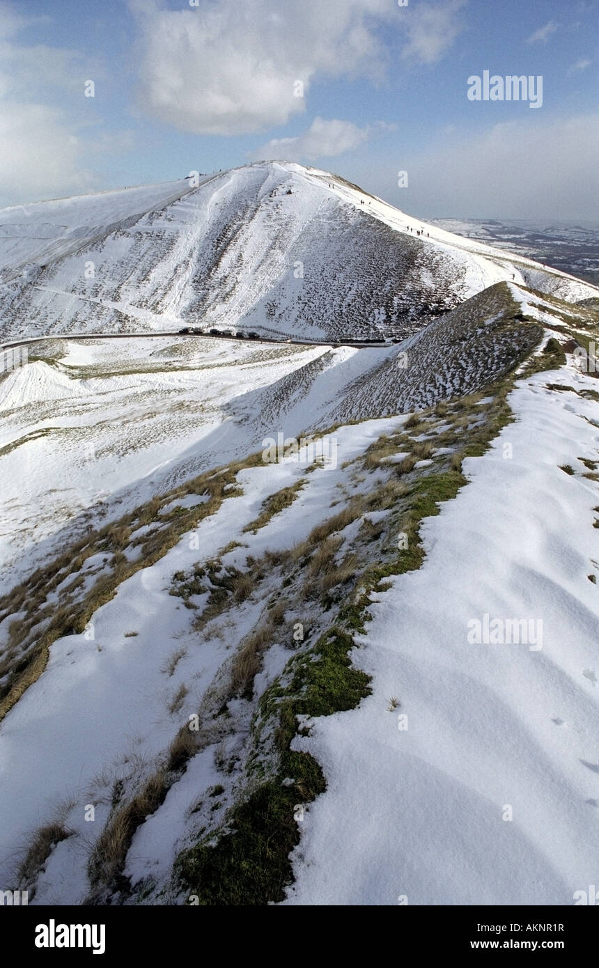 mam tor view from lords seat ridge winter snow derbyshire peak district ...