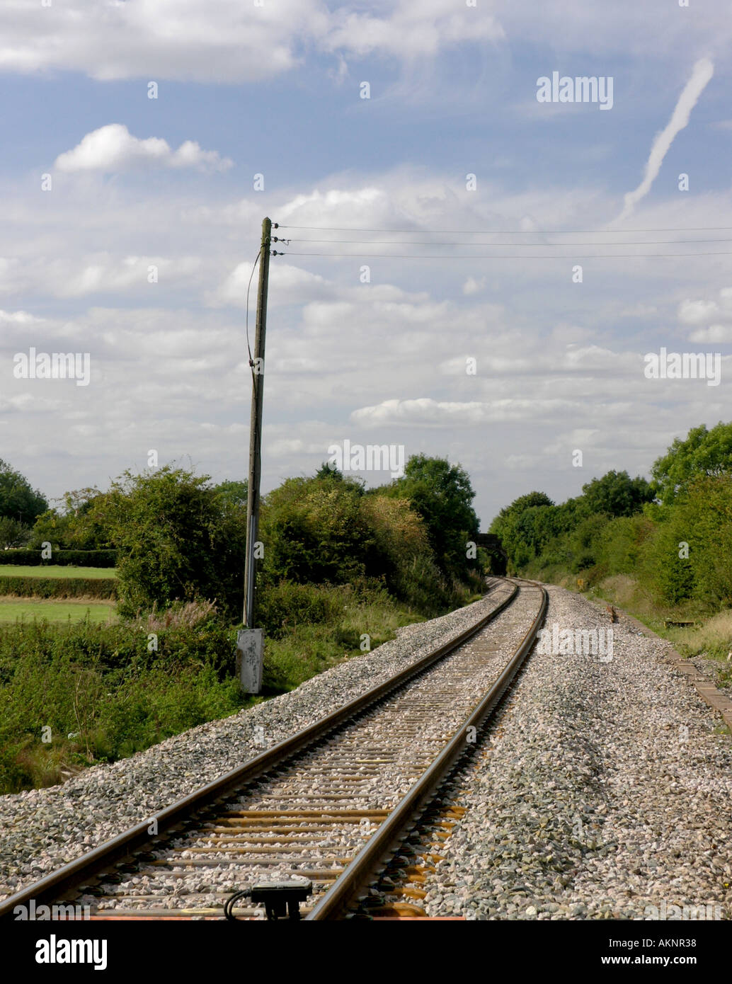 railway line curved length track in the UK Stock Photo - Alamy