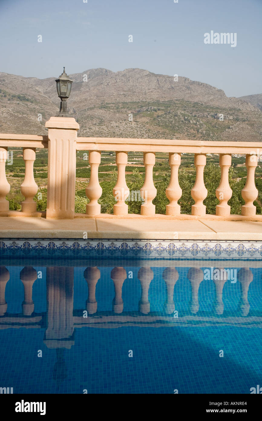 Swimming pool reflections of balcony Stock Photo - Alamy