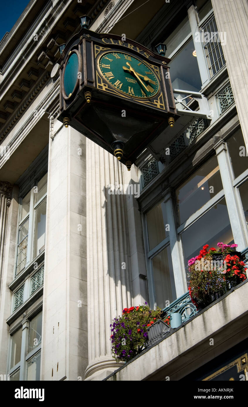 The clock at Clerys department store on O'Connell street, Dublin ...