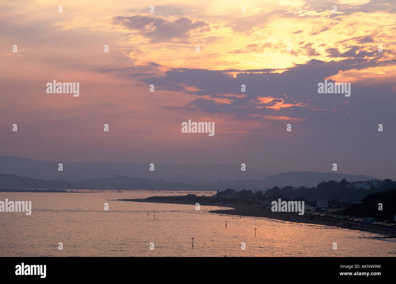View over Exmouth, Devon, England at sunset Stock Photo - Alamy