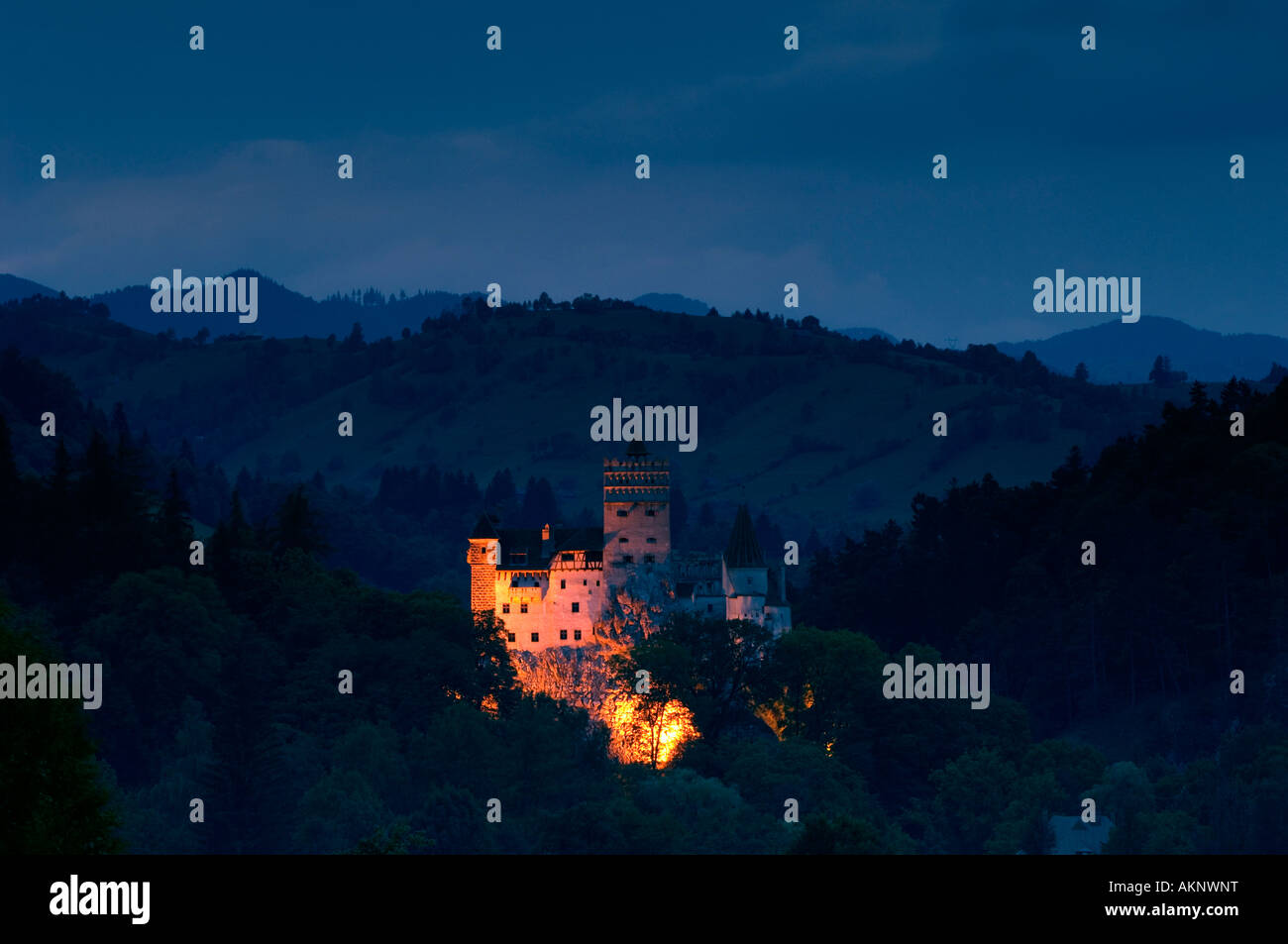 Bran Castle at night, Romania Stock Photo - Alamy