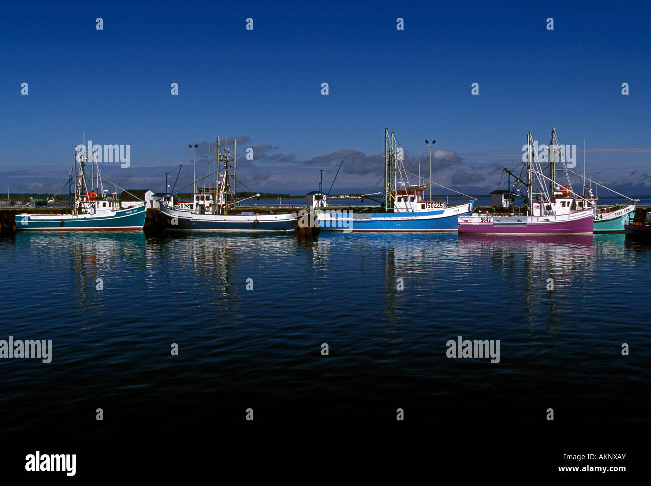 Fishing boats at dock in Shippagan New Brunswick Province Canada North ...