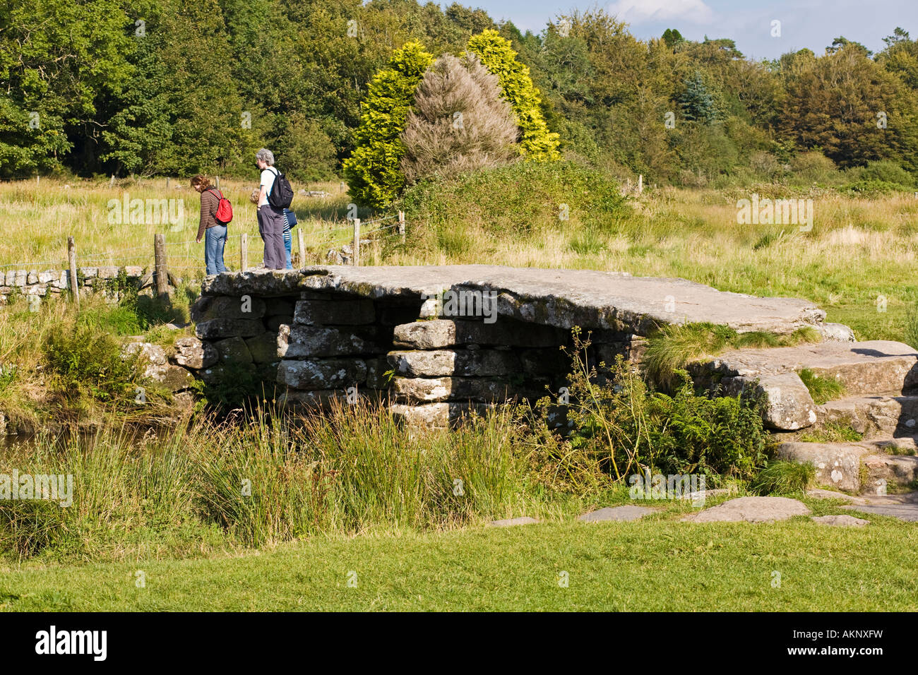 Clapper Bridge at Postbridge Dartmoor Devon UK Stock Photo - Alamy
