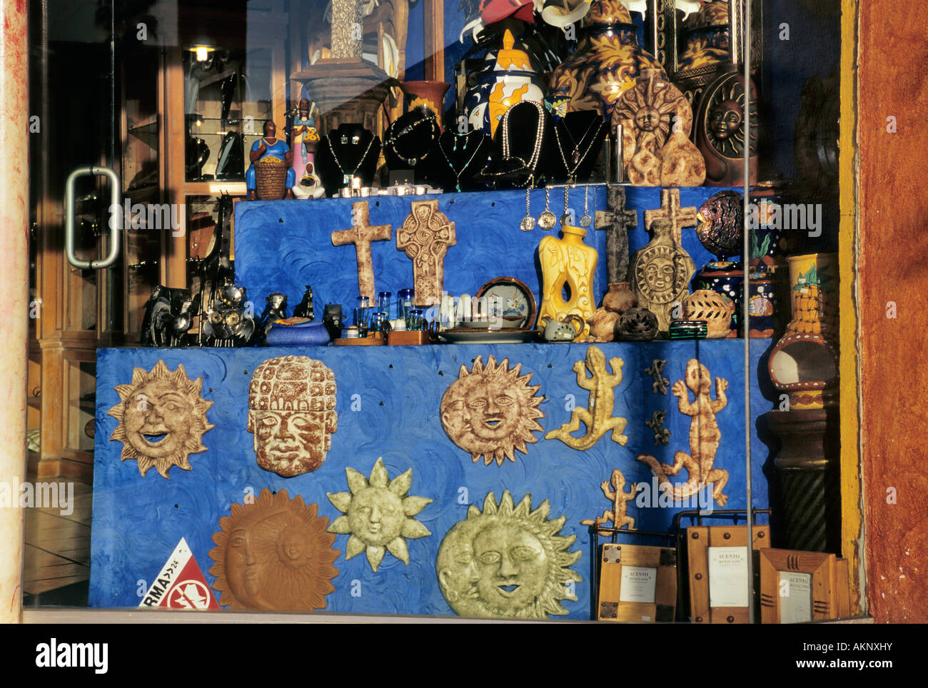Arts and crafts shop window in Ensenada, Baja California, Mexico Stock ...