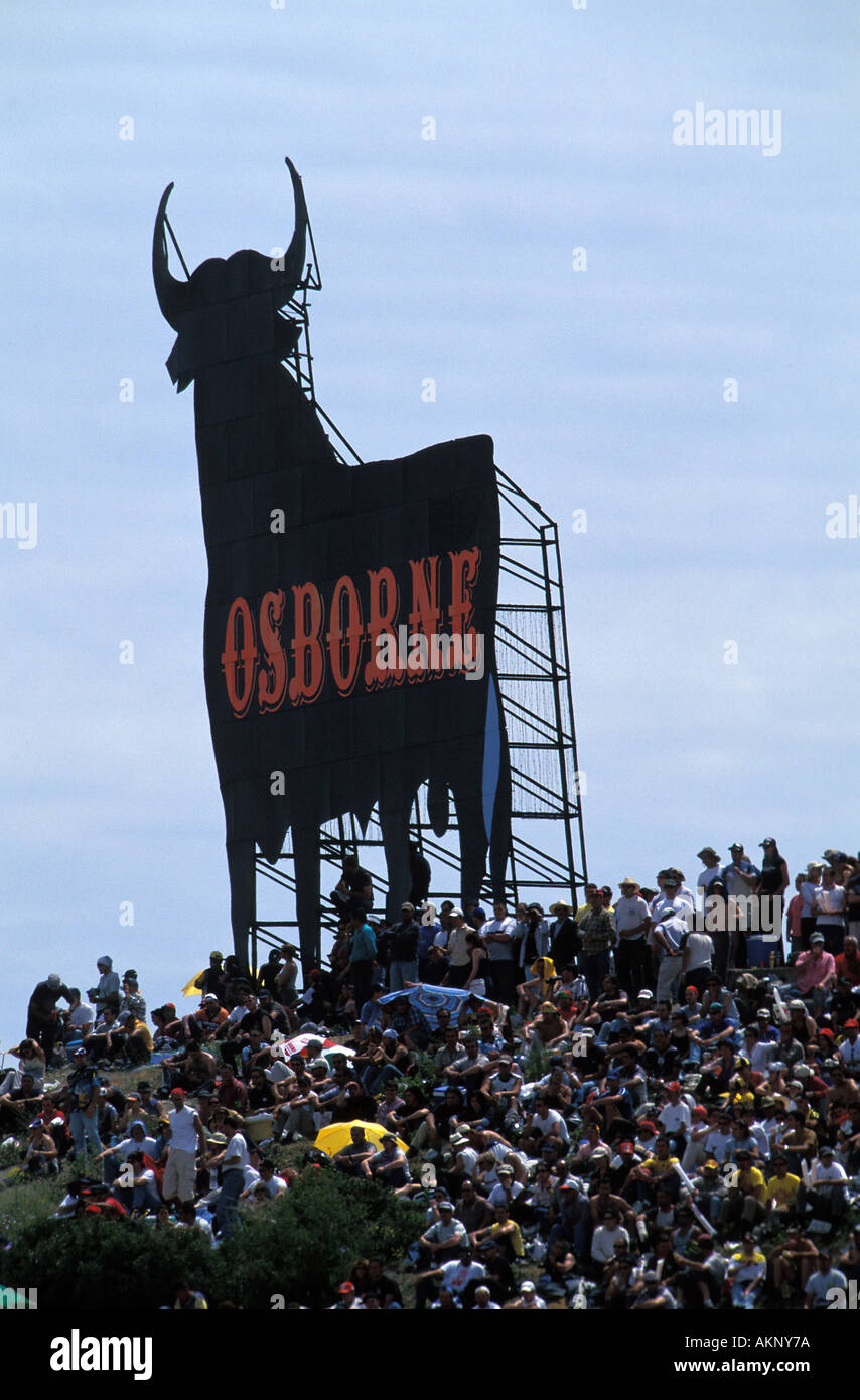 The Osborne bull at the race circuit of Jerez de la Frontera Stock ...