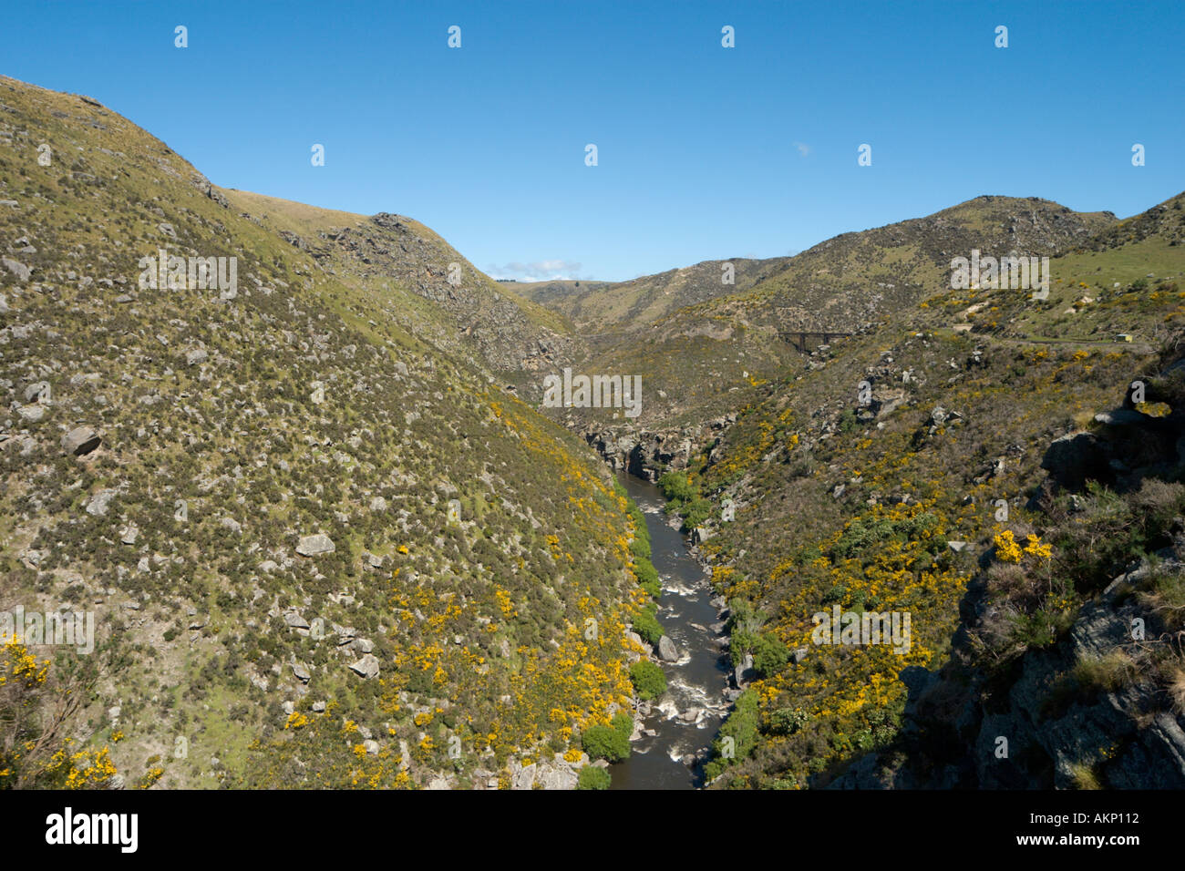 View from the train on the Taieri Gorge Railway from Dunedin, Otago ...
