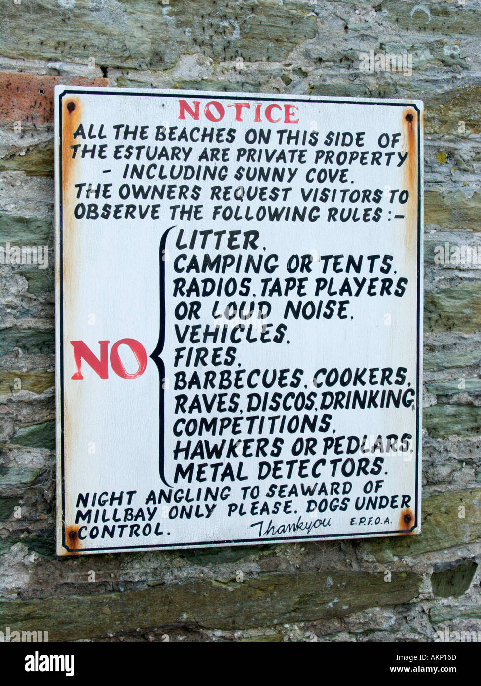 notice sign with laws and rules pertaining to the beach Stock Photo - Alamy