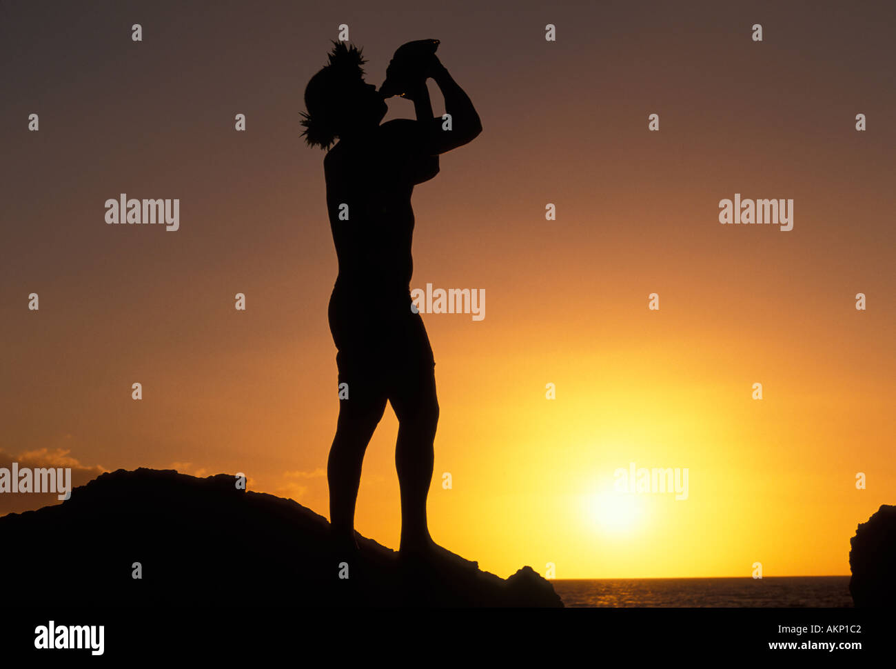 Hawaiian conch blower hi-res stock photography and images - Alamy